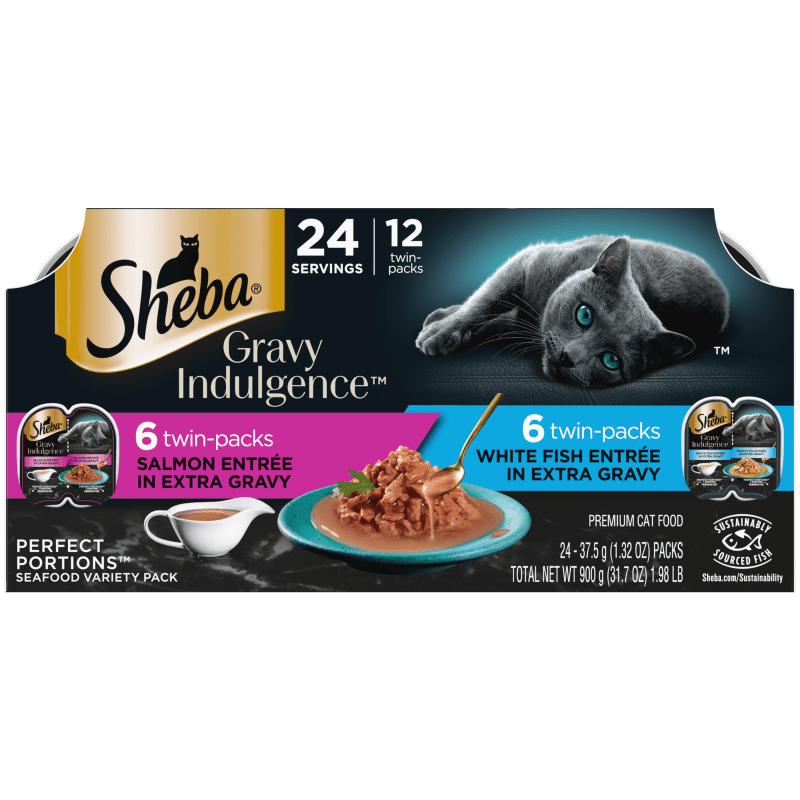 SHEBA® GRAVY INDULGENCE™ Salmon and White Fish Variety Pack