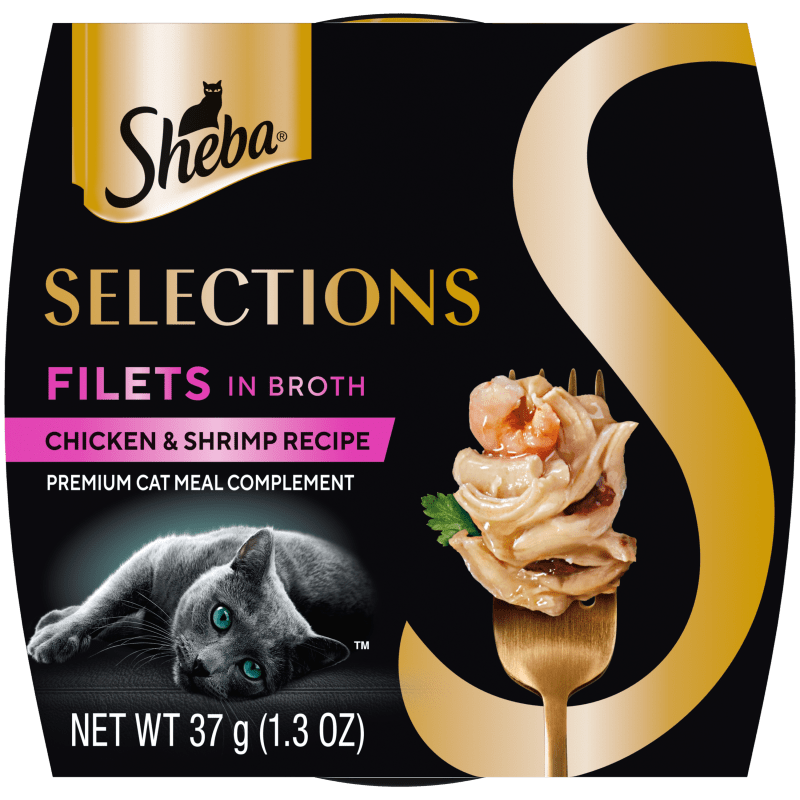 Sheba® Selections Filets in Broth Cat Meal Complement Chicken & Shrimp ...