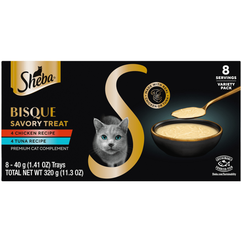 Sheba Bisque Savory Cat Treats, Chicken and Tuna Recipes, 8 Count (Pack ...